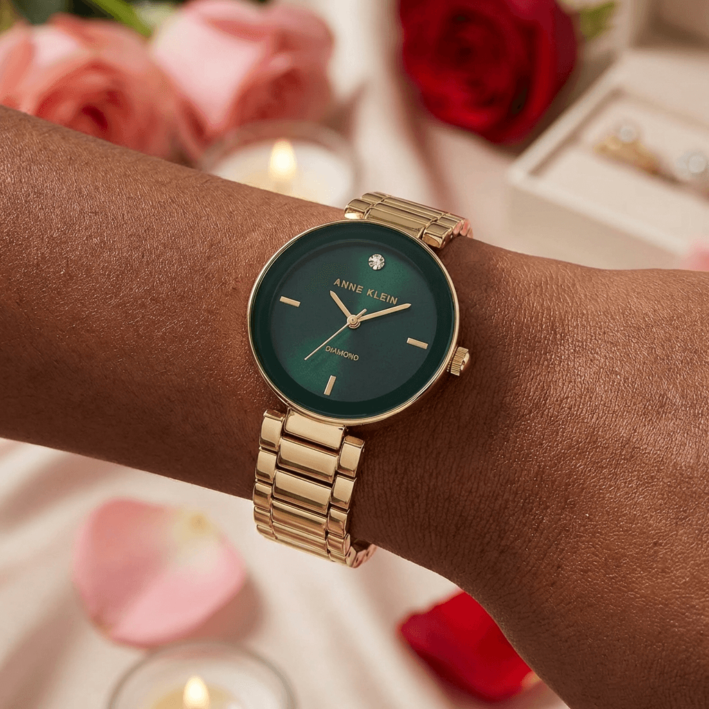Anne Klein Emerald Dial Gold Bracelet Watch | Elegant Gift for Her ...