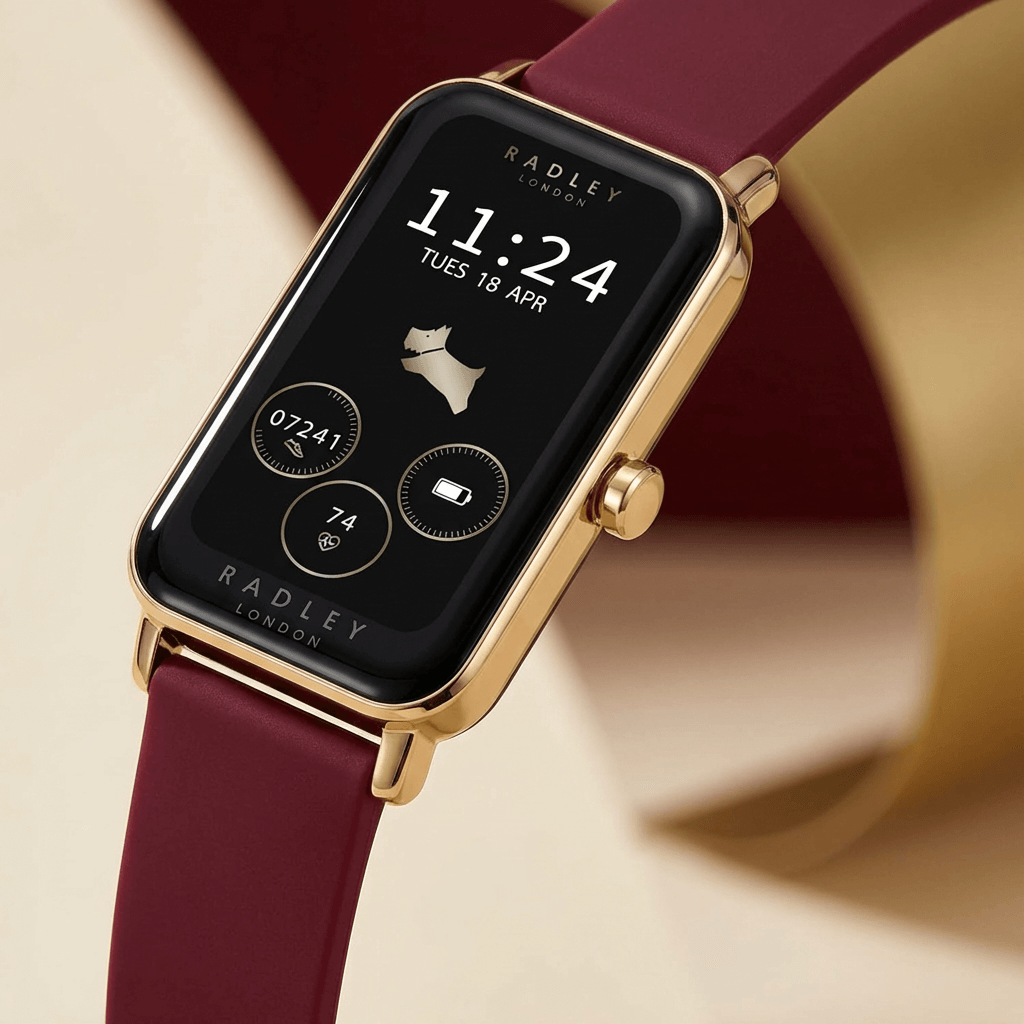 Radley London Rose Gold Smartwatch with Burgundy Strap | Elegant Gift ...