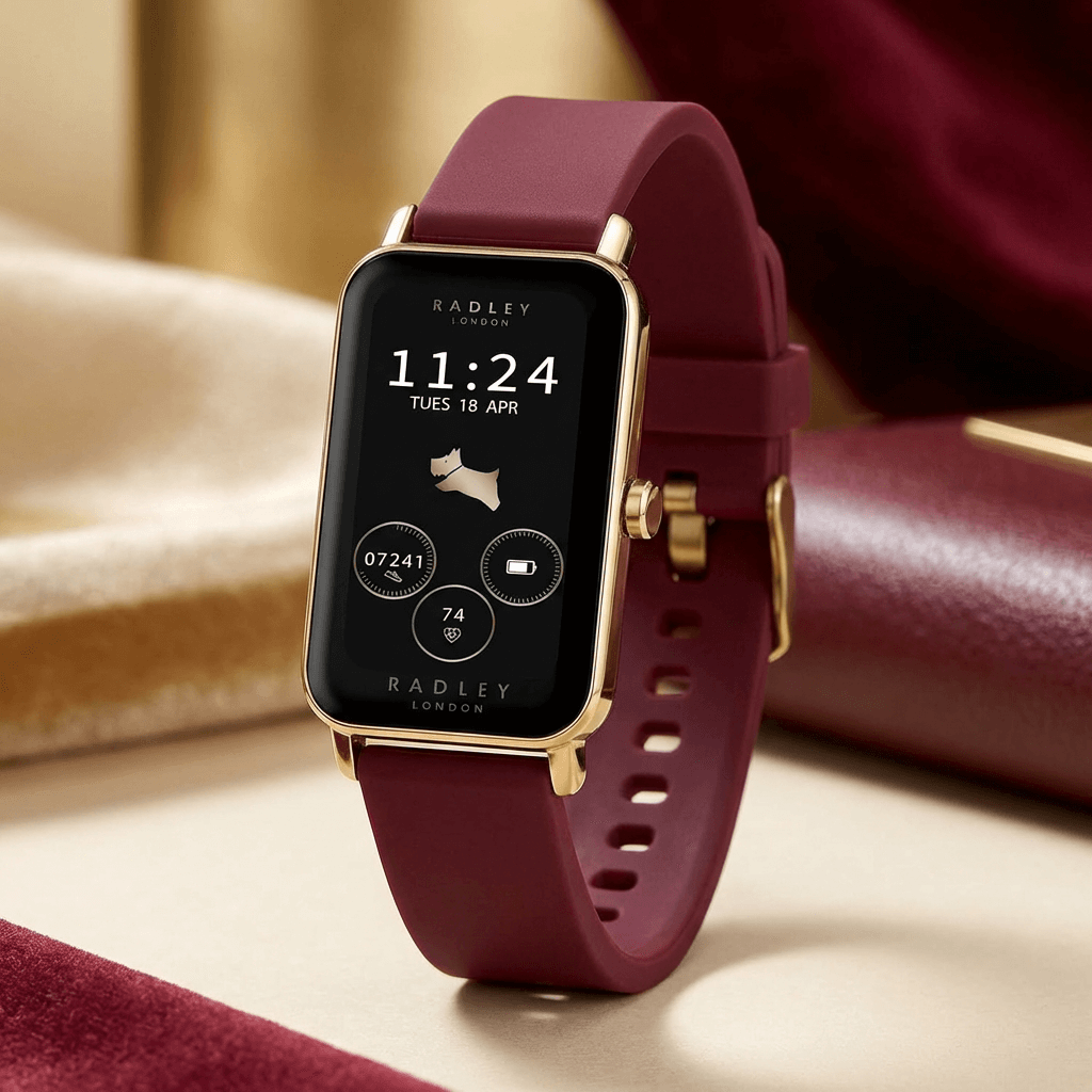 Radley London Rose Gold Smartwatch with Burgundy Strap | Elegant Gift ...