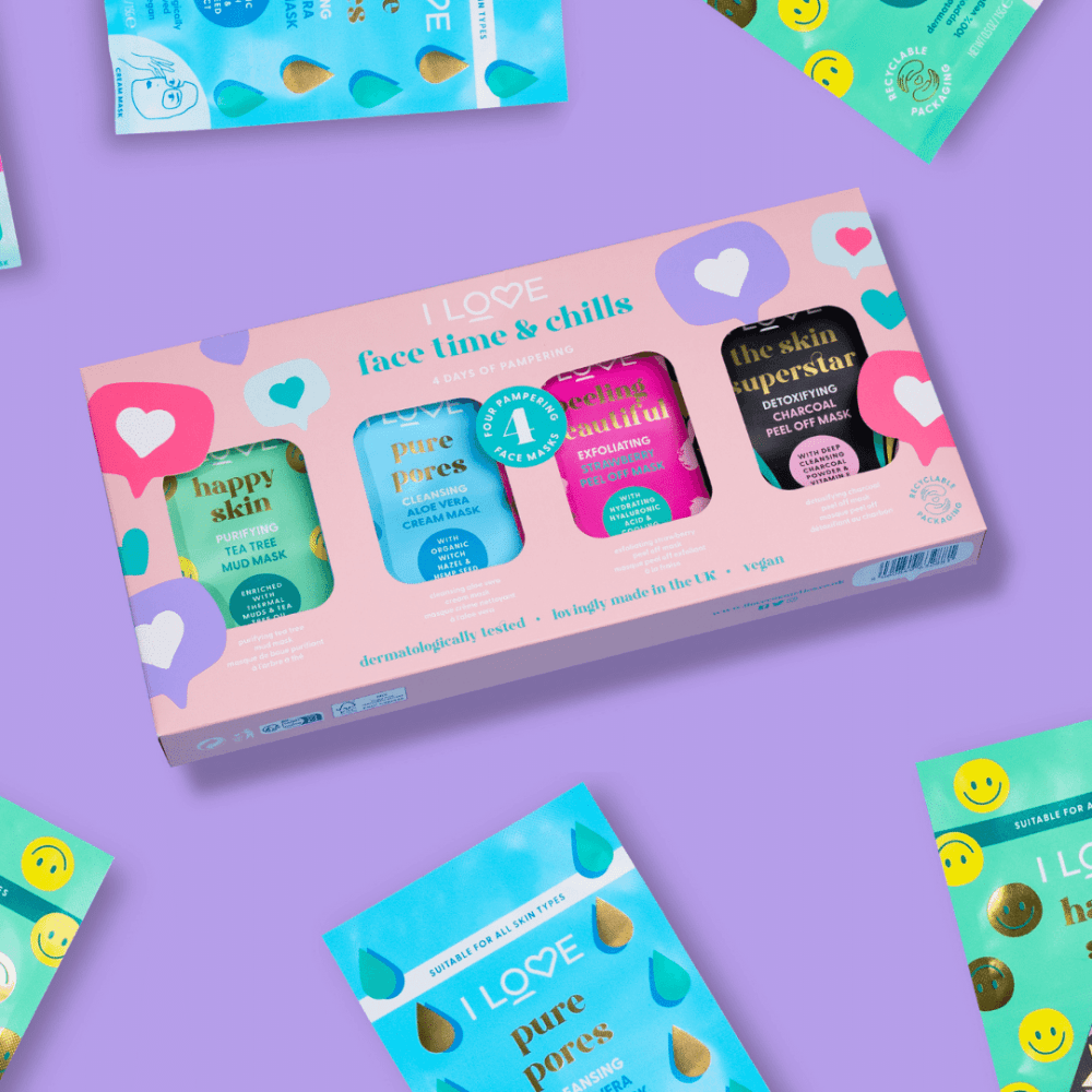 I LOVE Face Time & Chills Face Masks – Purpink Gifts Ltd